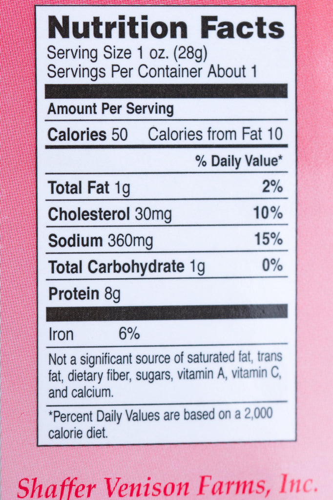 Individual packaged original venison snack stick