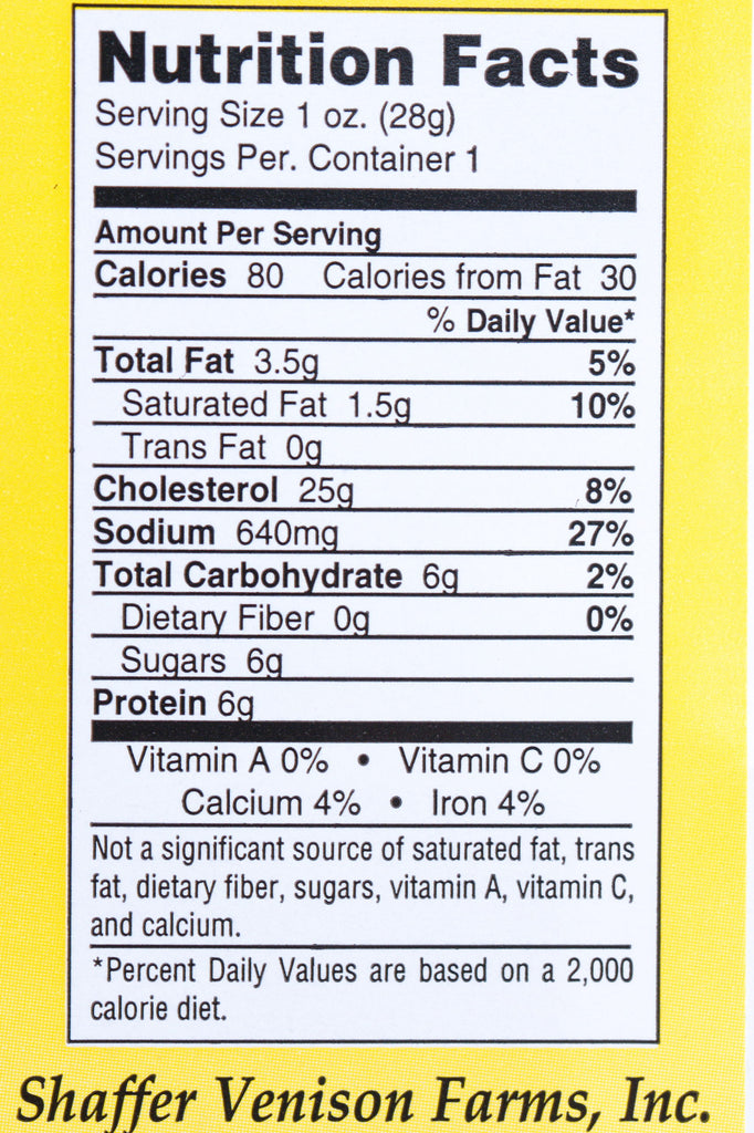 Individual packaged venison cheddar venison snack stick