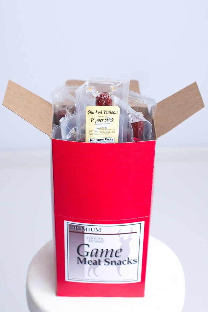 Individual packaged pepper venison snack stick